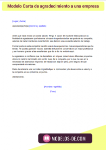 Modelo Carta de agradecimiento a una empresa en Word